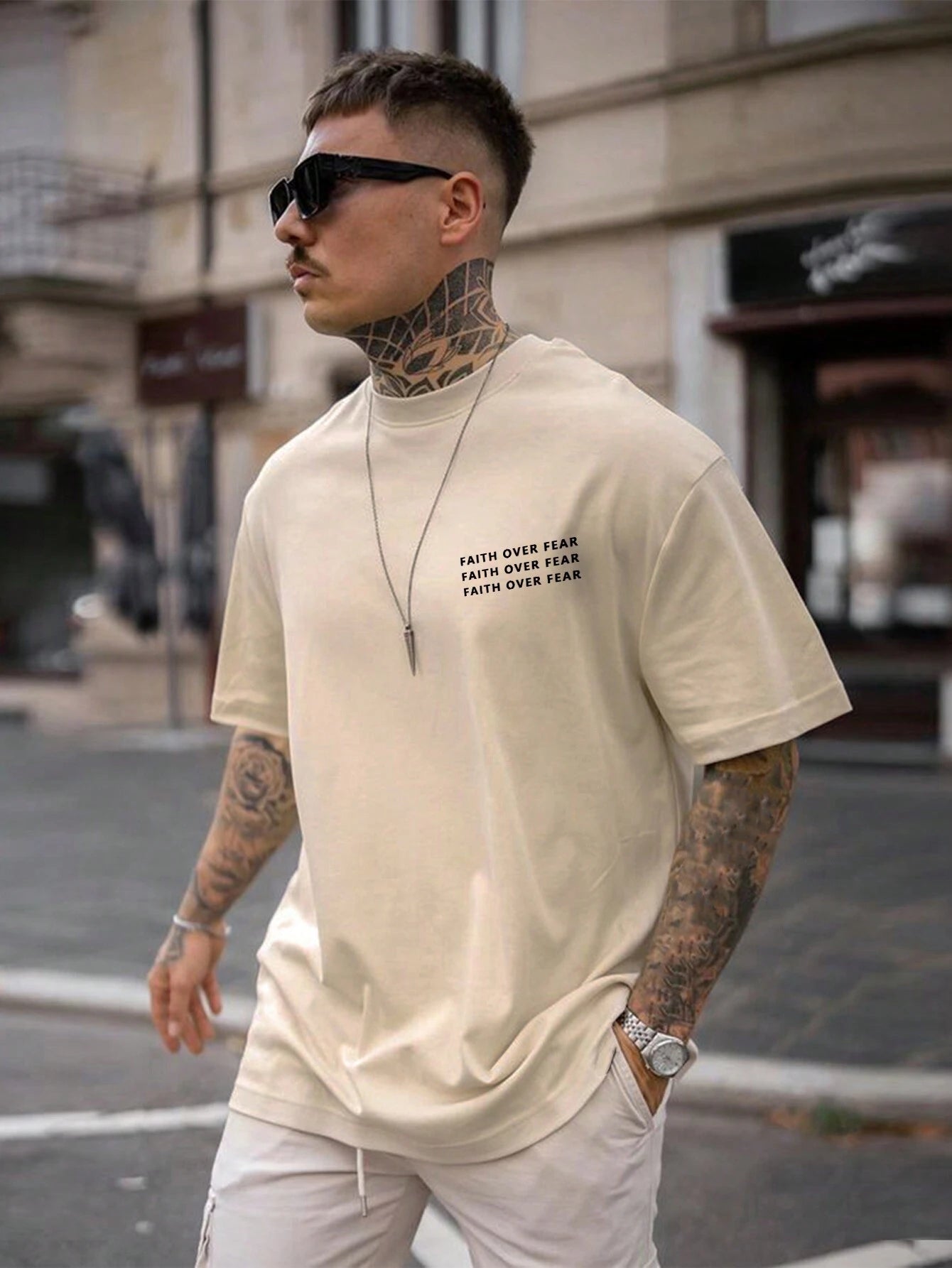 Gym Oversized T Shirt - Faith Over Fear - 15 Days Return – Strong Soul