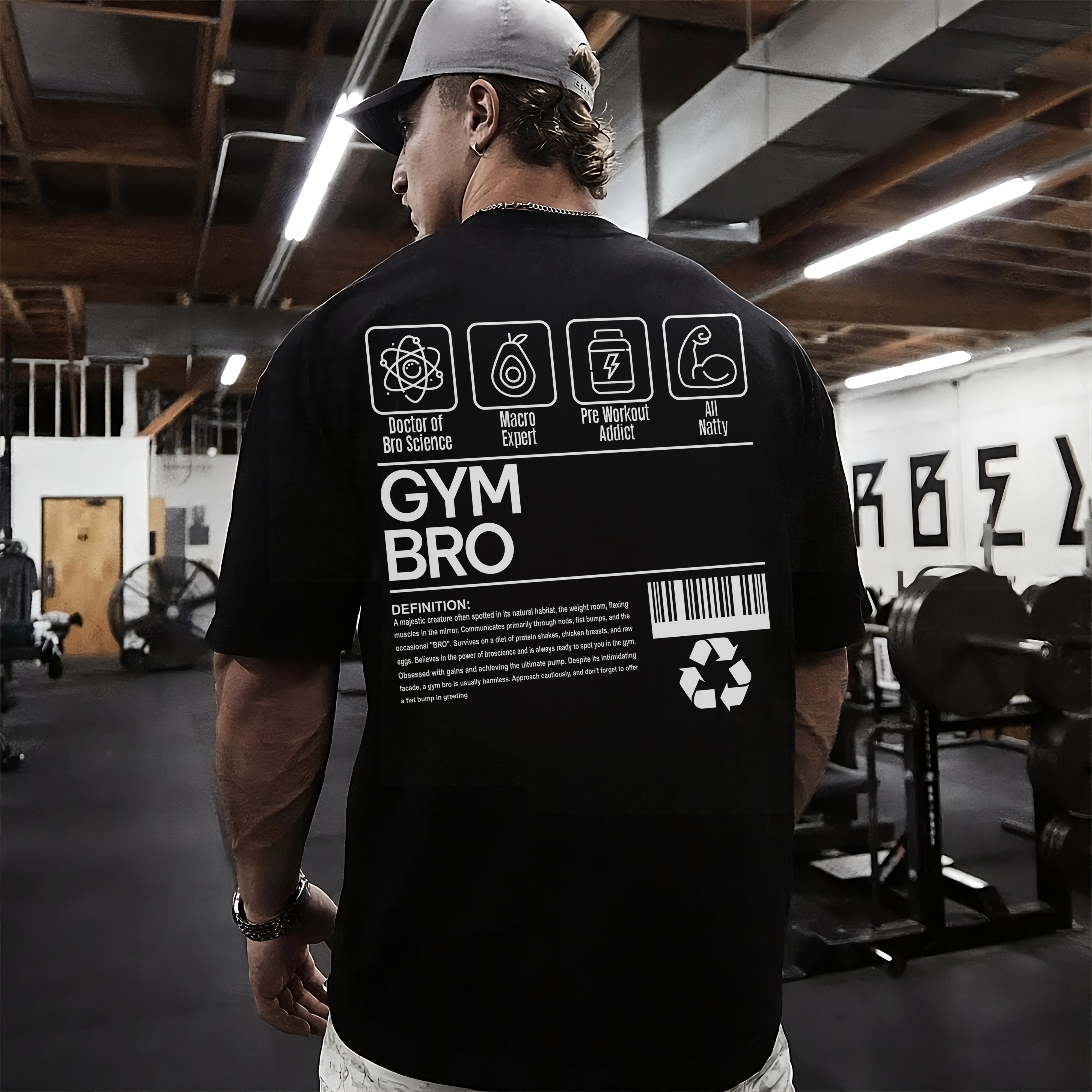 Oversized T Shirt - Gym Bro - Black - 15 Days Return – Strong Soul
